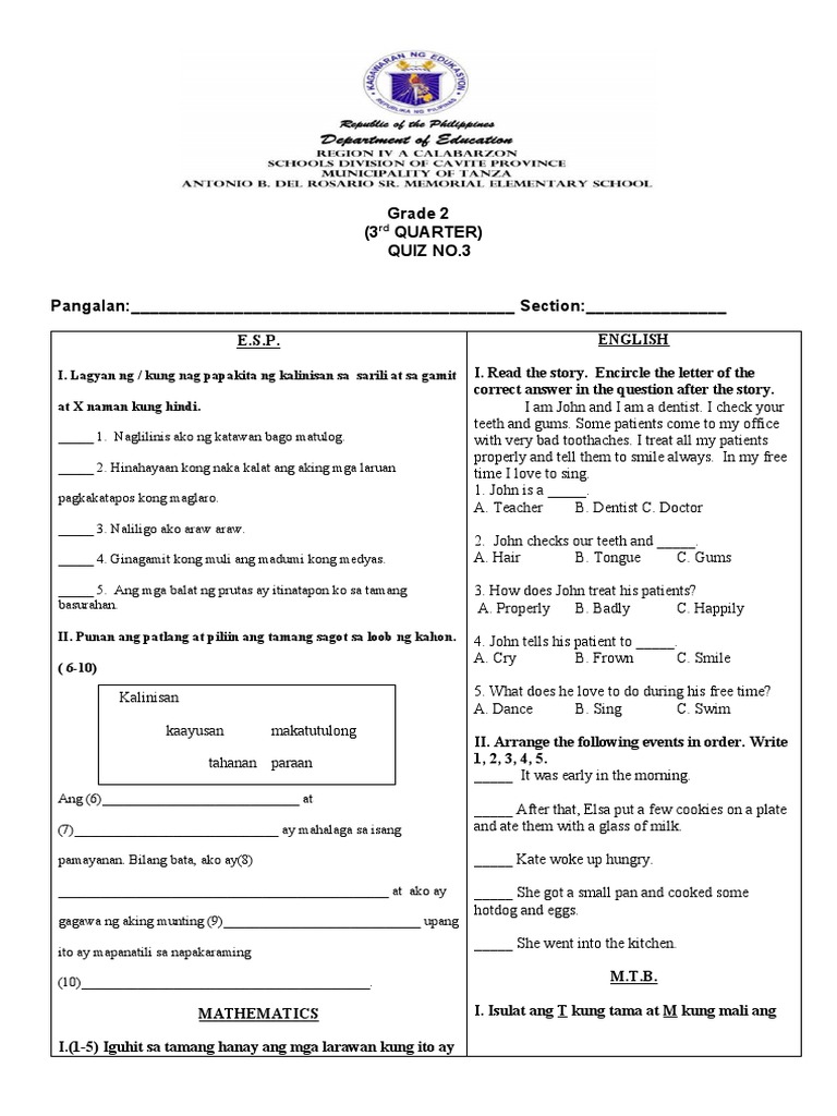 CONSO QUIZ 3 3rdQ | PDF