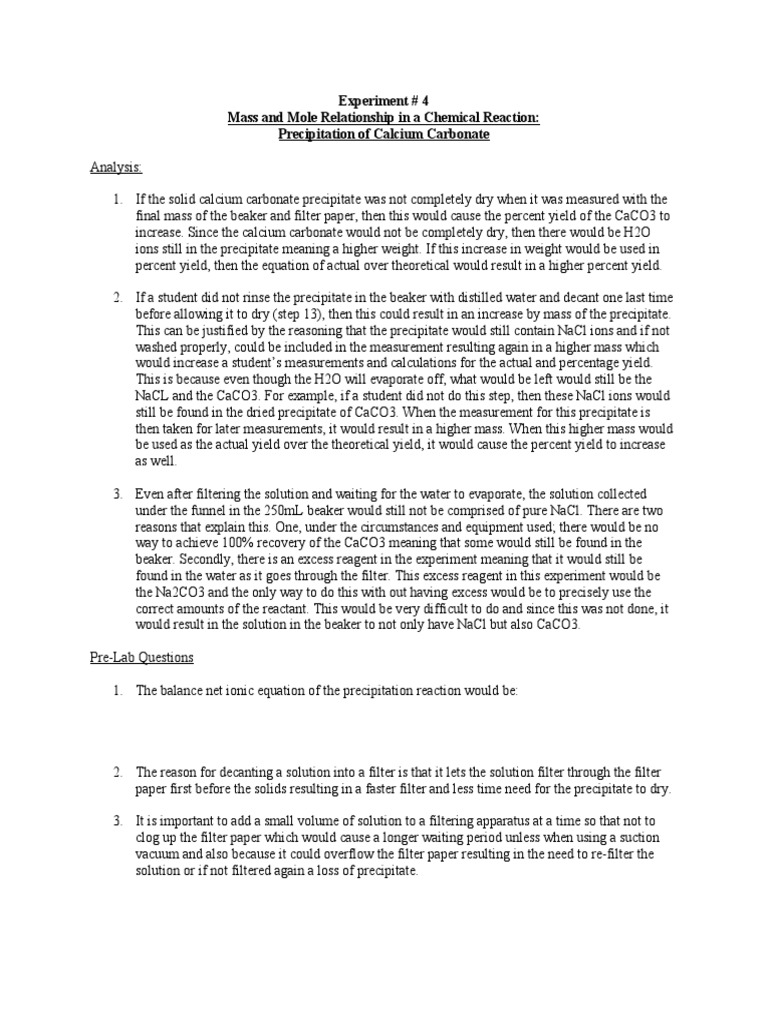 Experiment #4 Ap Chem | PDF | Precipitation (Chemistry) | Chemical ...
