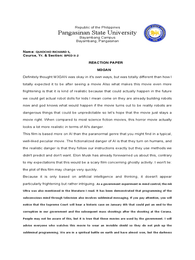 Reaction Paper-Richard | PDF | Robot | Robotics