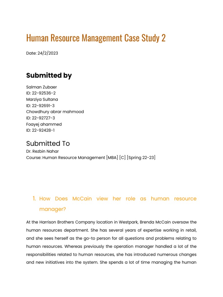 HRM Case Study | PDF | Human Resource Management | Human Resources