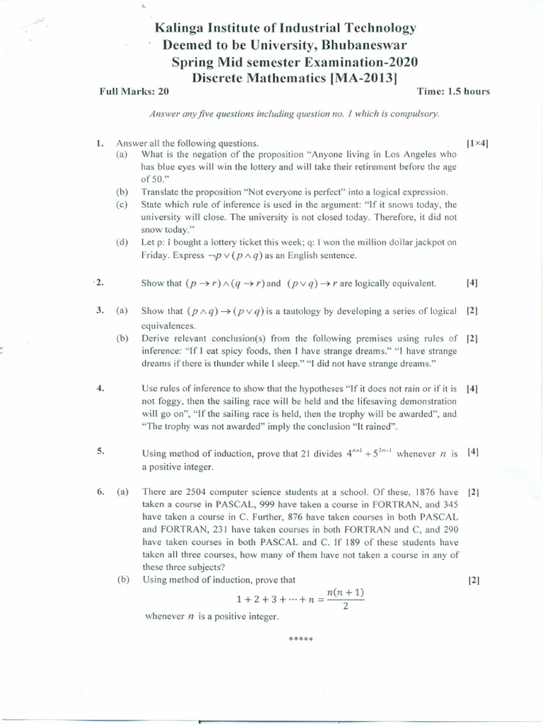 2020 Kiit Question Paper Dbms | PDF