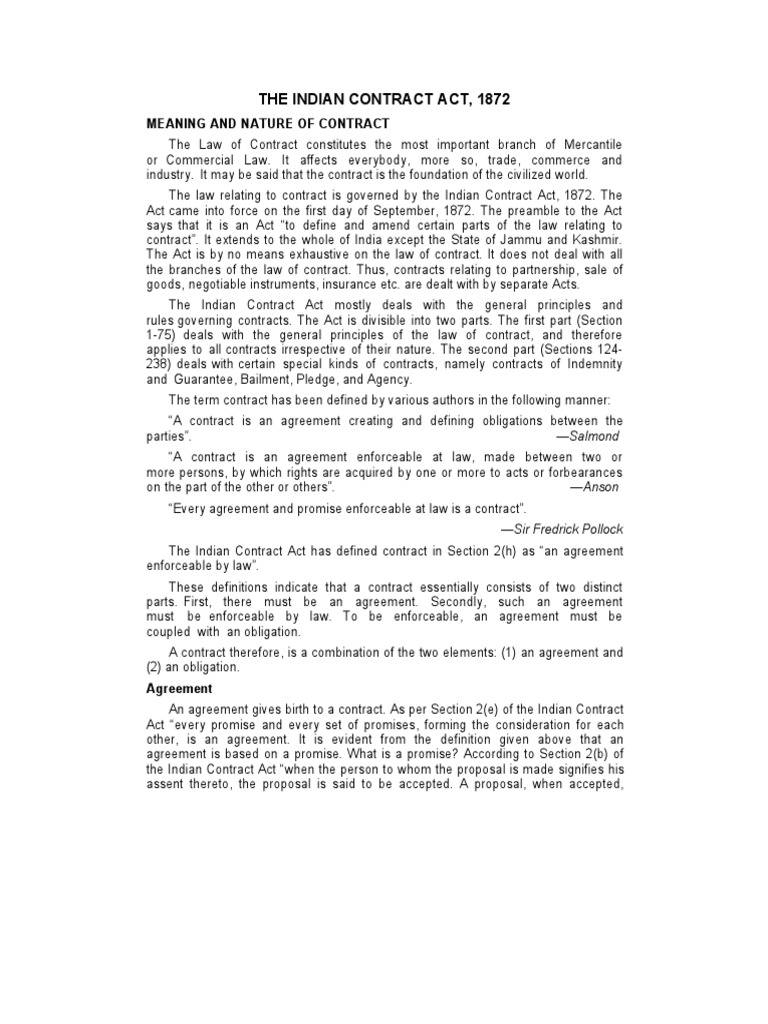 Law of Contract | PDF | Offer And Acceptance | Consideration