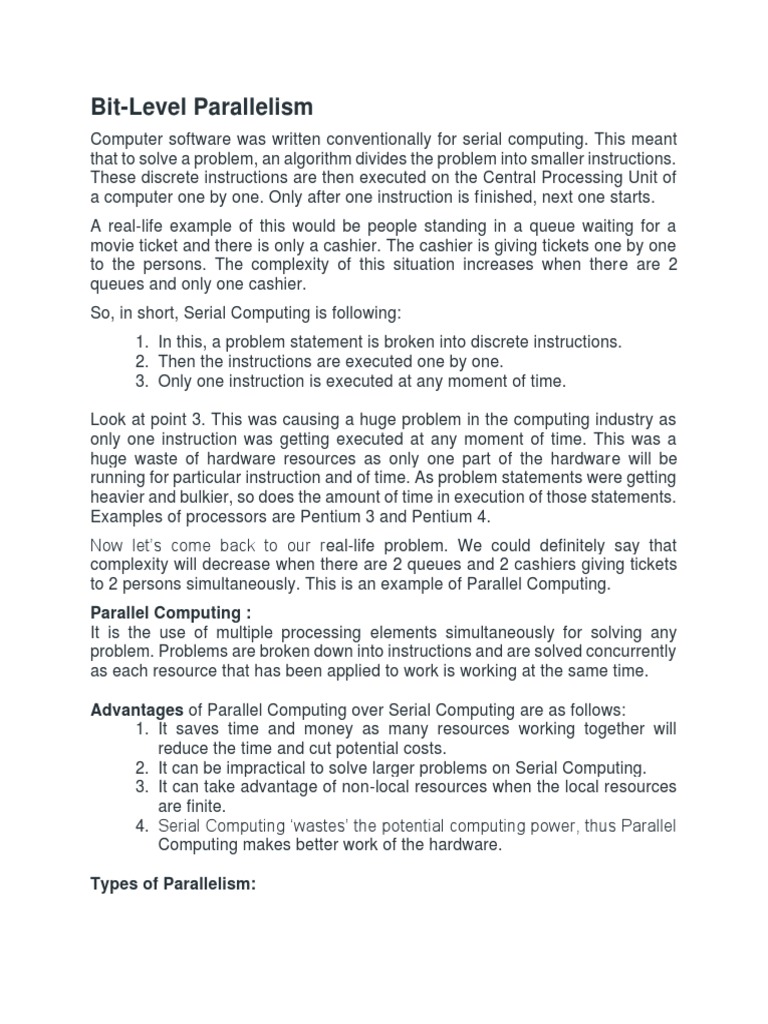 Bit Level Parallelism Pdf Parallel Computing Central Processing Unit