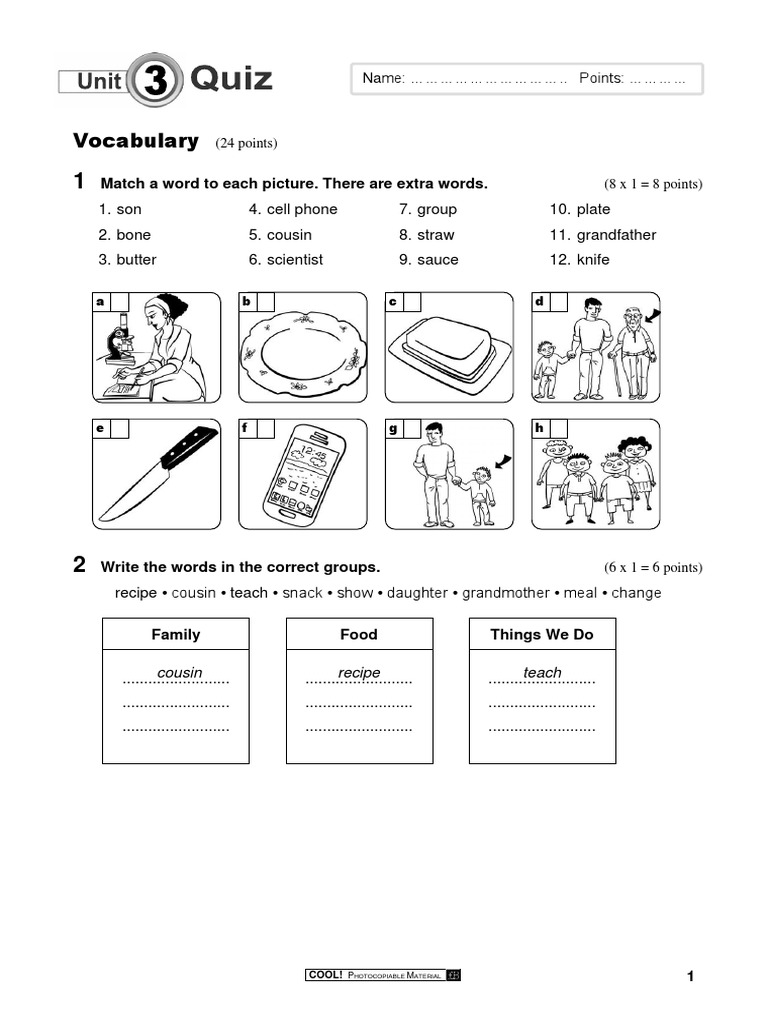 Cool! Unit 3 Test | Download Free PDF | Meal | Nutrition