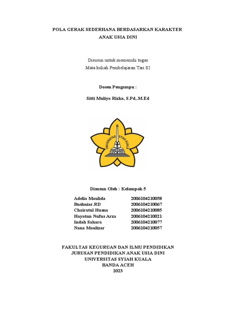 Makalah KLP 5 - Pola Gerak Sederhana Berdasarkan Karakter AUD | PDF
