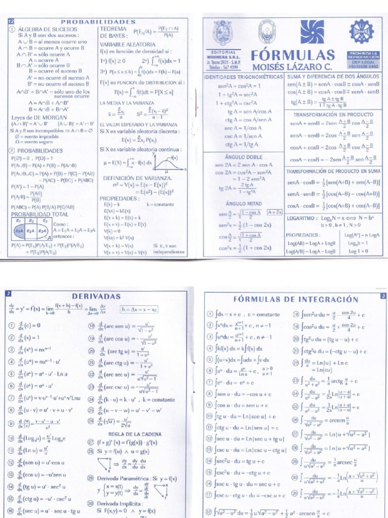 Tabla de Derivadas e Integrales | PDF