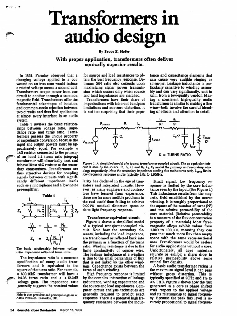 Transformers in Audio Design | PDF | Transformer | Inductance