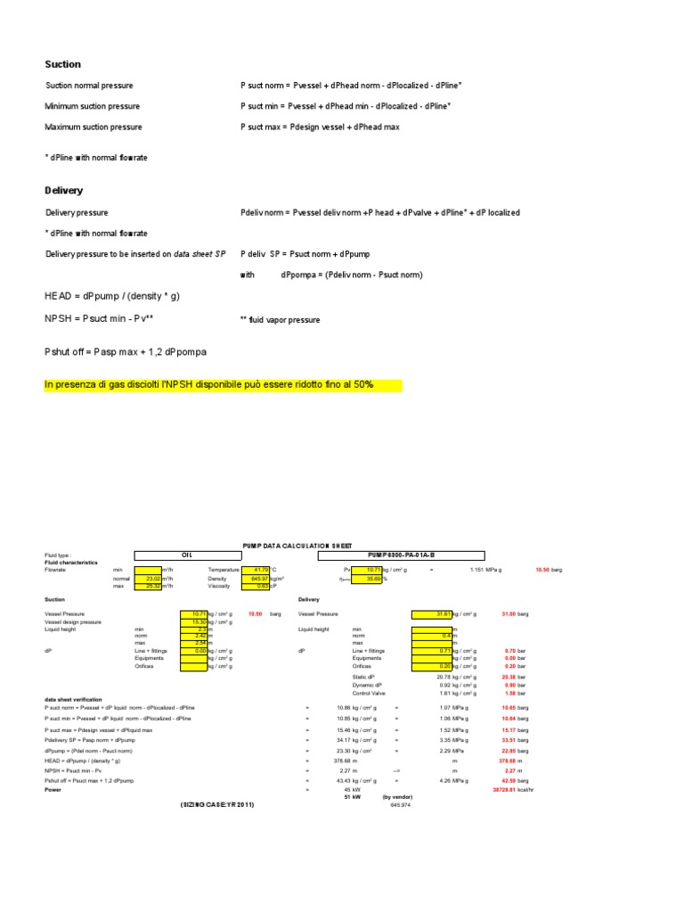 Calculation PUMP 6300-PA-01A-B | PDF | Pump | Pressure