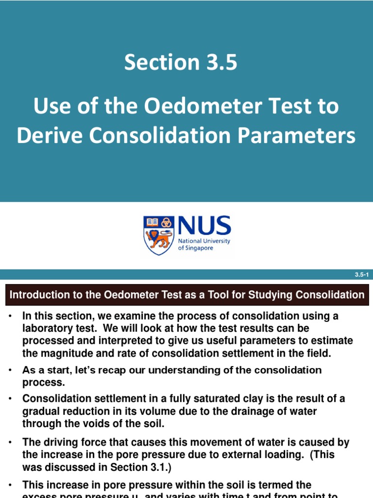 Section 3.5 Use of The Oedometer Test To Derive Consolidation ...