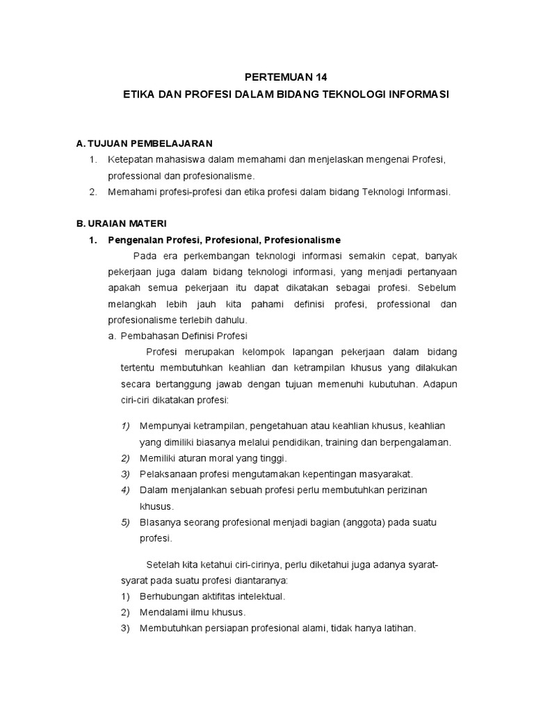Etika dan Profesionalisme TI | PDF