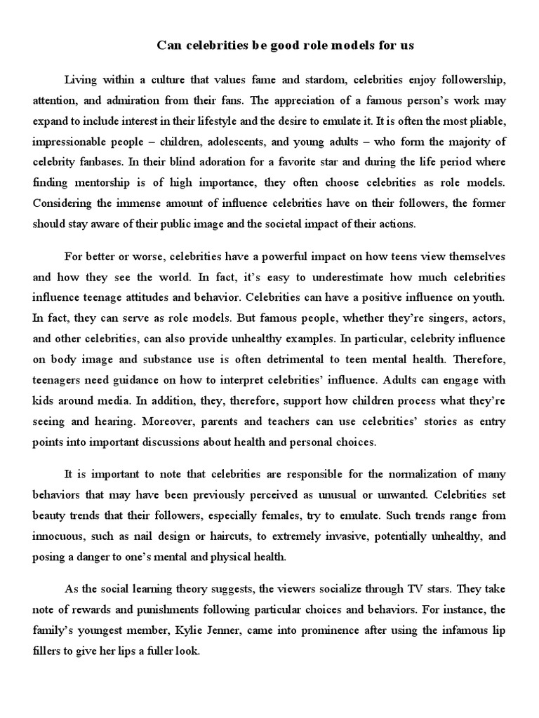 Can Celebrities Be Good Role Models For Us | PDF | Adolescence | Celebrity