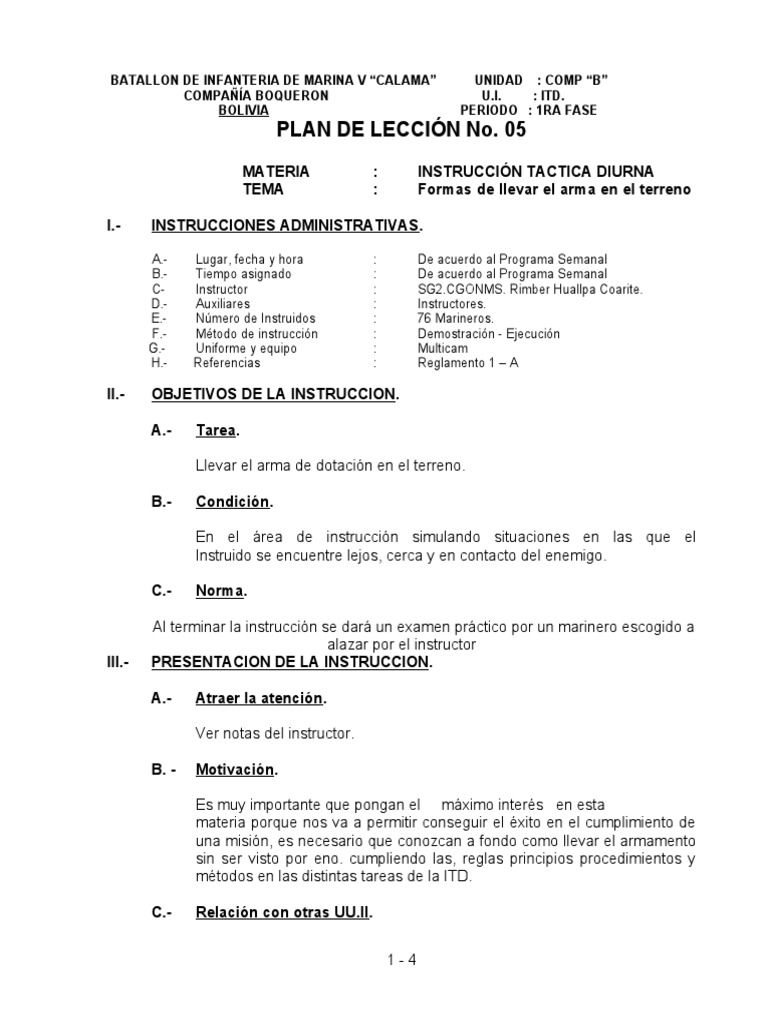 Plan de Lección No. 05 | PDF | Aprendizaje | Militar