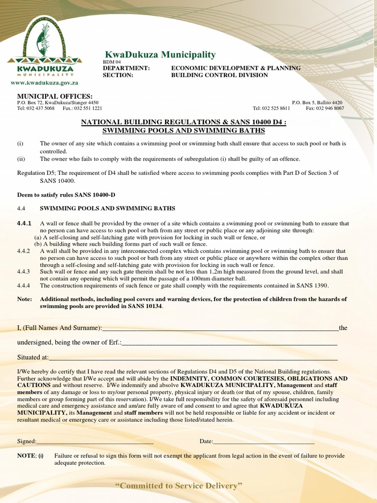 Swimming Pool Indemnity and Disclaimer Form | PDF | Indemnity | Justice