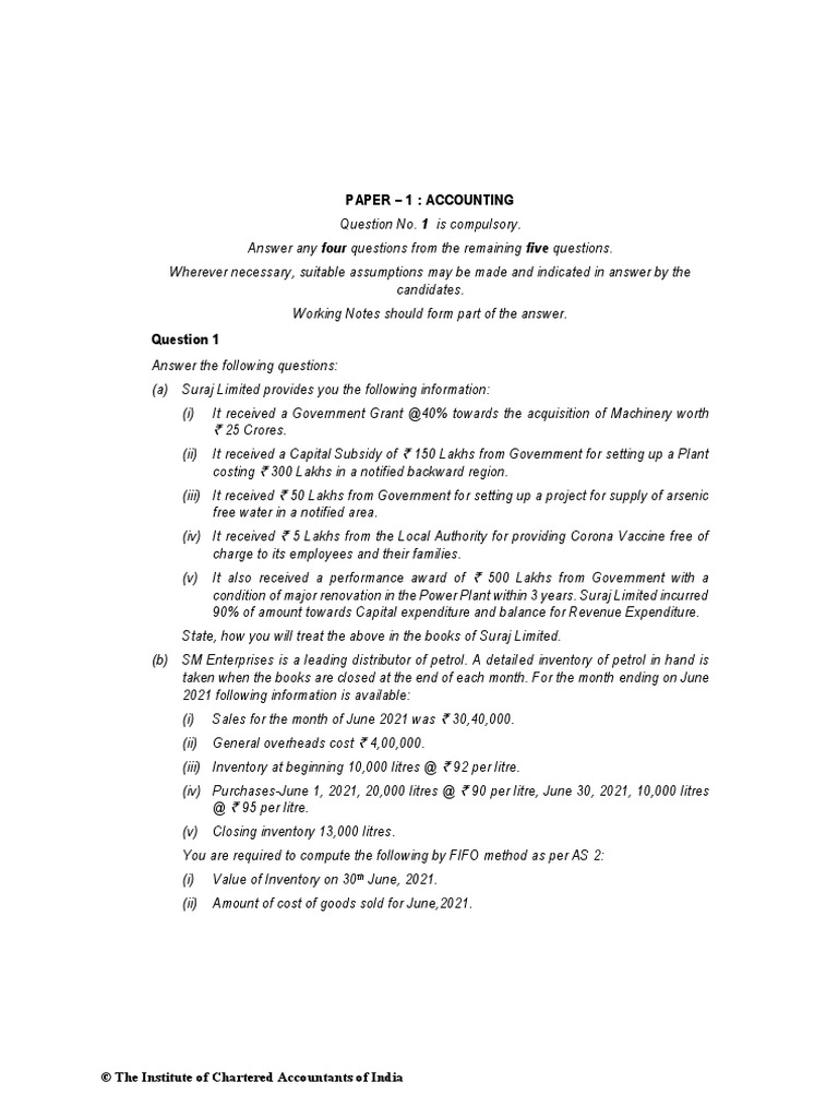 Paper - 1: Accounting: © The Institute of Chartered Accountants of ...