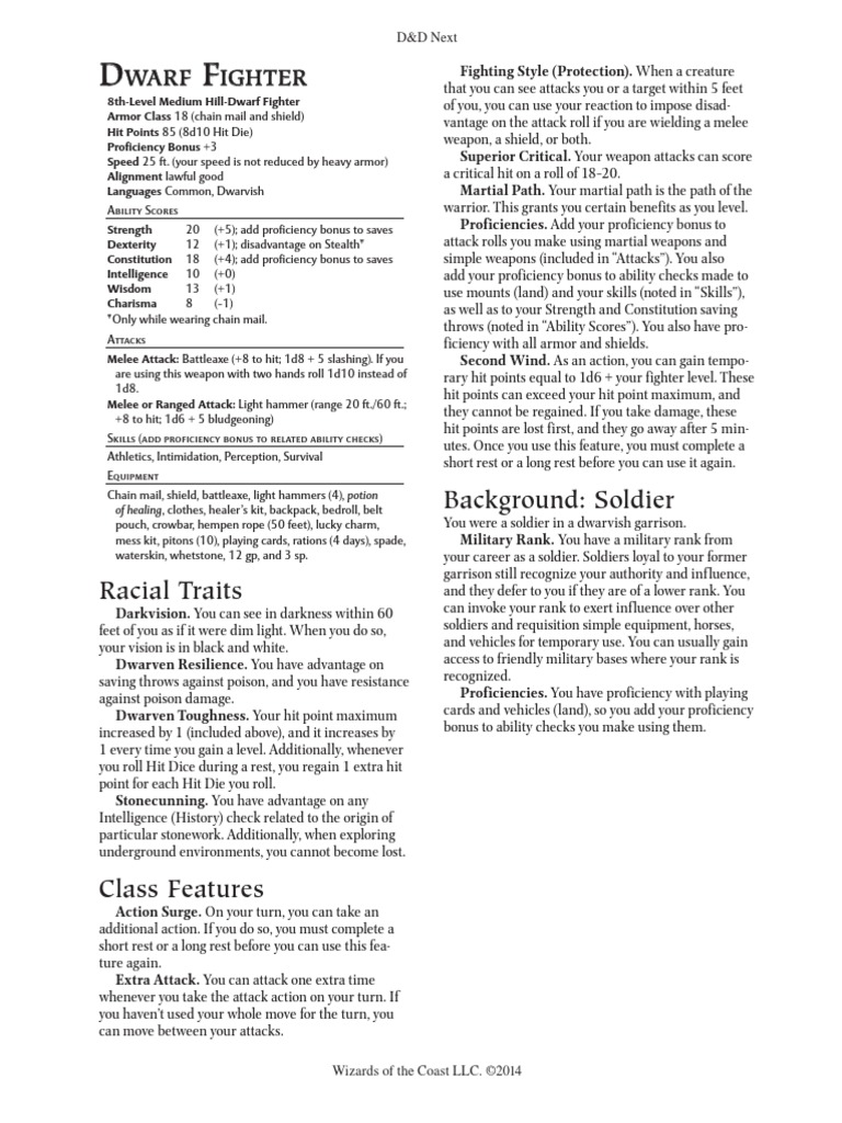 DND Next Dwarf Fighter 8 | PDF | Role Playing Games | Entertainment