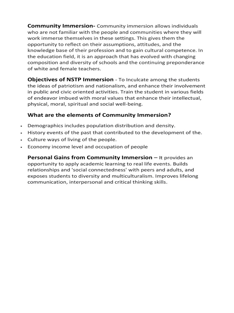 Community Immersion | PDF