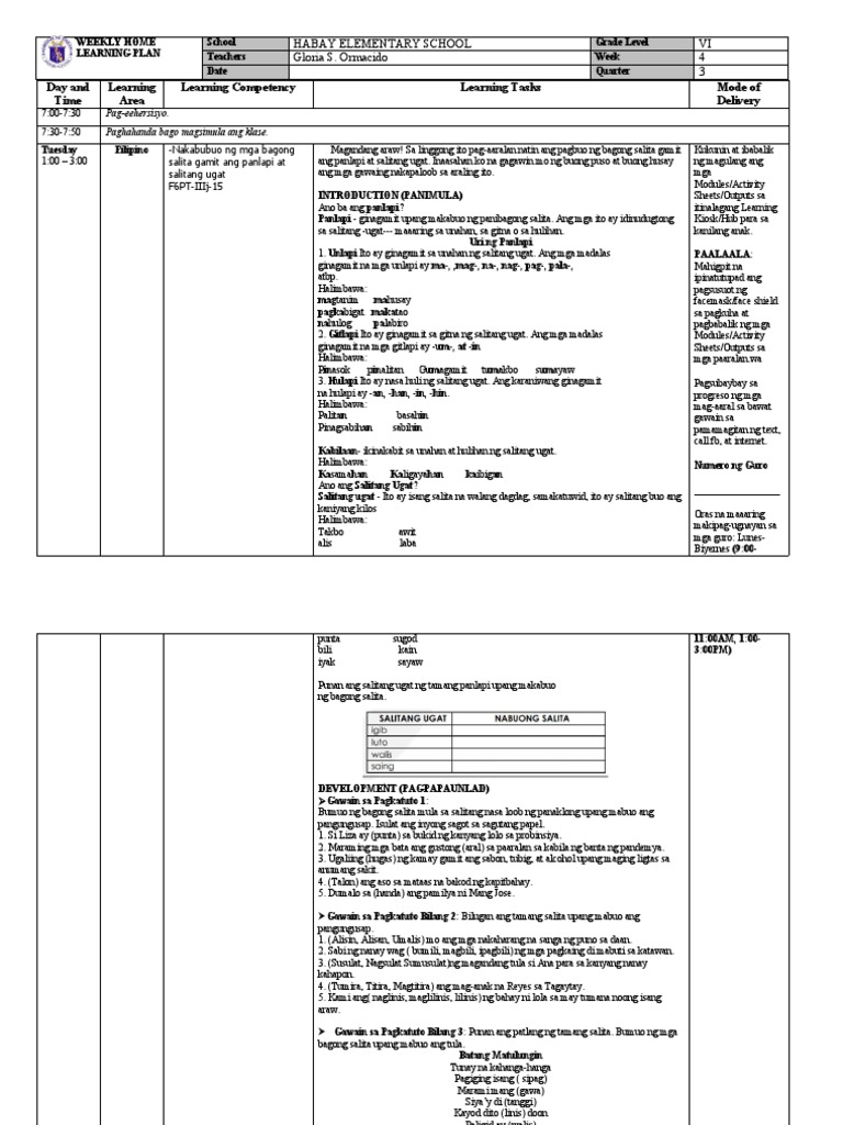 Filipino 6 WHLP Q3 W34 2022 | PDF