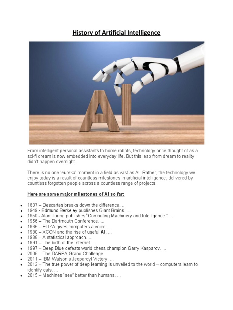 History of Artificial Intelligence | PDF | Artificial Intelligence ...