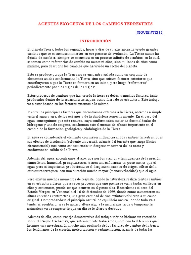 Agentes Exógenos en Cambios Terrestres | PDF | Clima | Roca ígnea