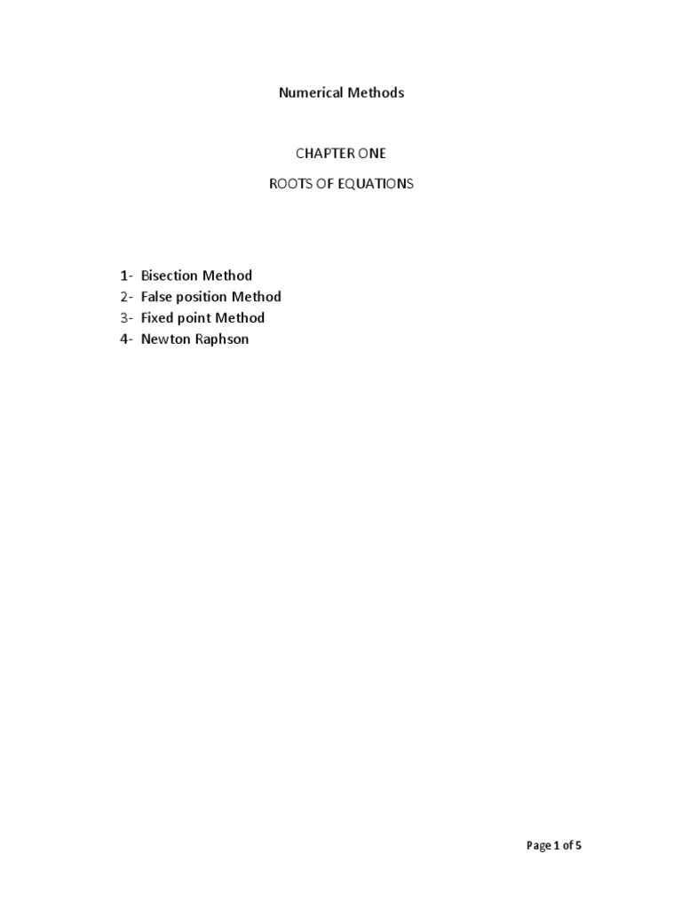 Numerical Methods Roots of Equation Chapter One | PDF | Algorithms ...