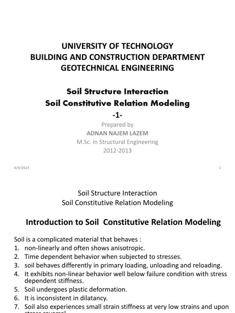 Soil Constitutive Model 1 | PDF | Plasticity (Physics) | Deformation (Engineering)