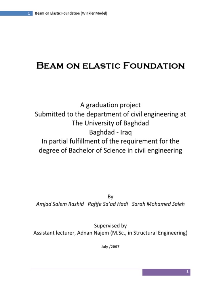 Beams On Elastic Foundation Using Winkler Model | PDF | Matrix (Mathematics) | Stiffness