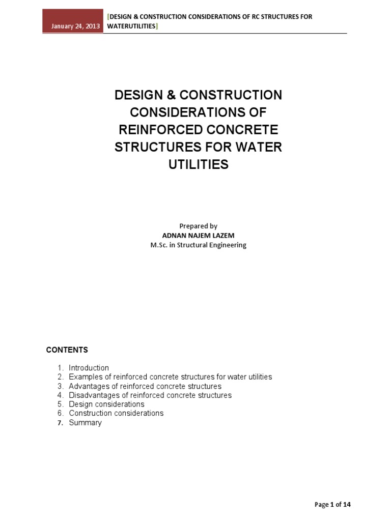 Water Storage Tank Construction Methodologies | PDF | Concrete ...