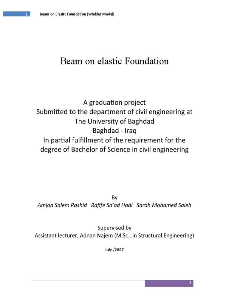 Winkler Beam on Elastic Foundation Analysis | PDF | Matrix (Mathematics ...