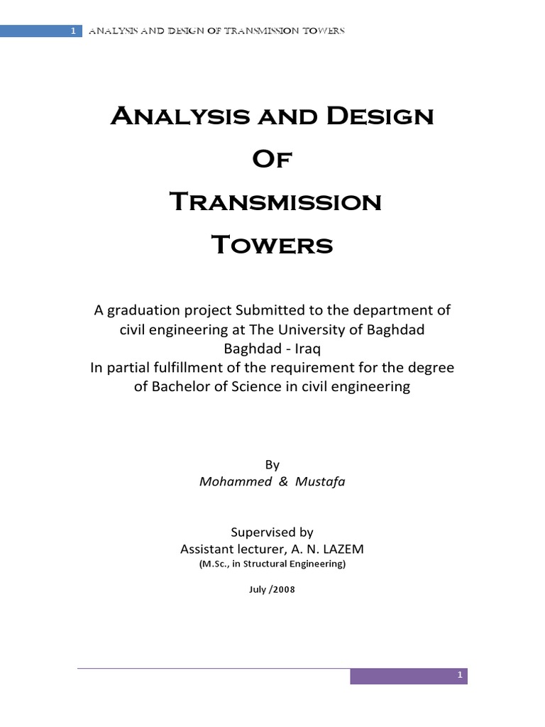 Analysis and Design of Power Transmission Lines Steel Towers | PDF | Electric Power Transmission ...