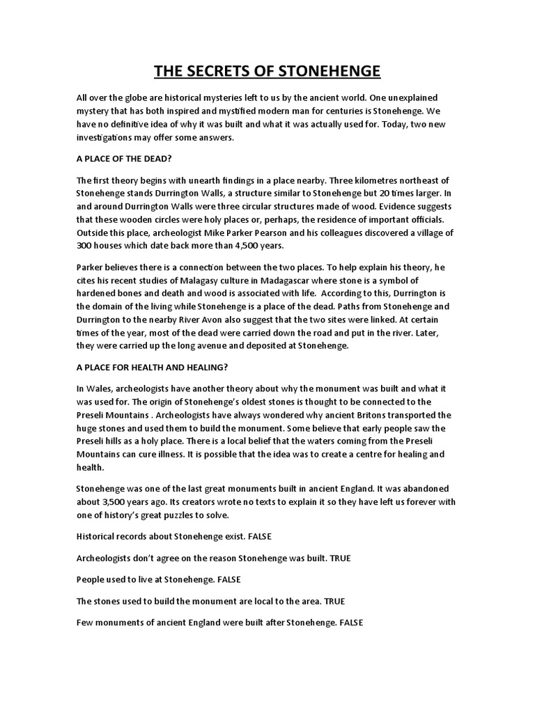 The Secrets of Stonehenge | PDF | Stonehenge