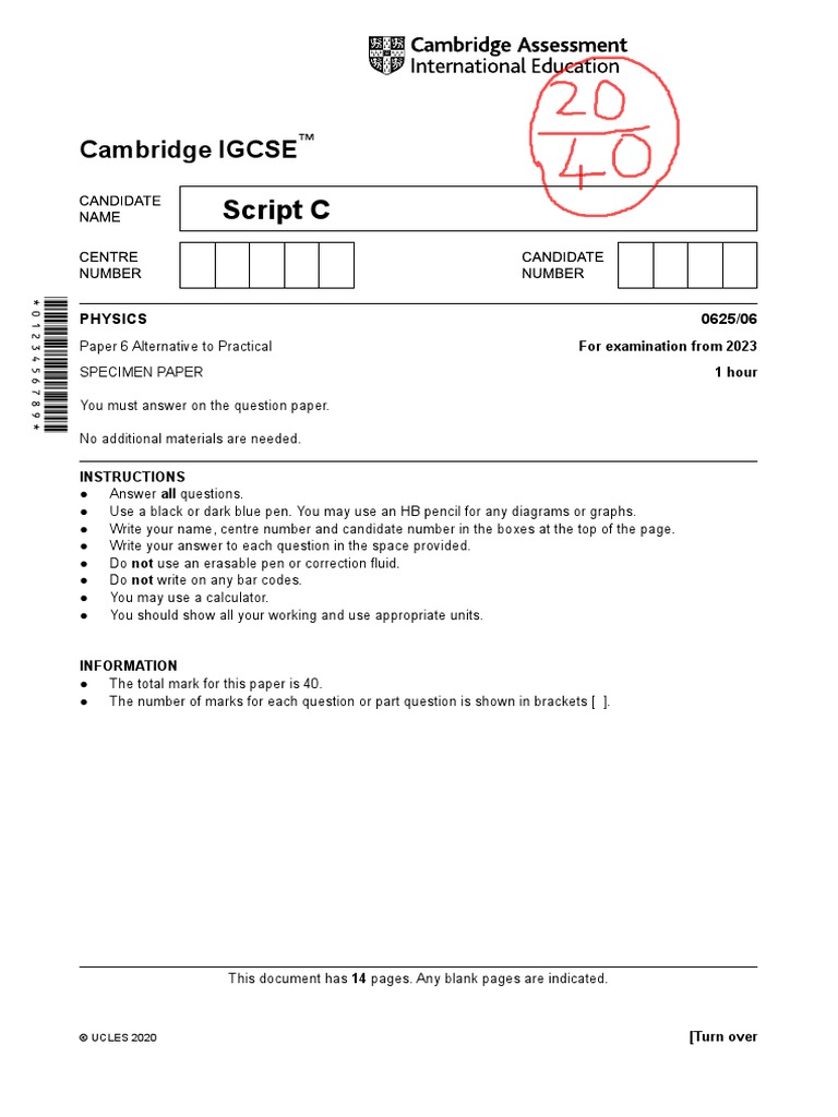 Script C: Cambridge IGCSE | PDF | Voltage | Electrical Resistance And Conductance