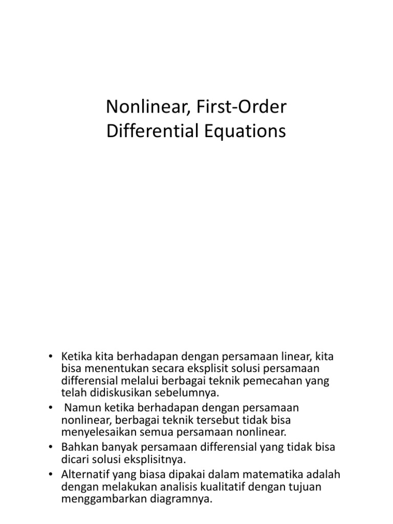 Nonlinear Autonomous First Order Differential Equations Pdf