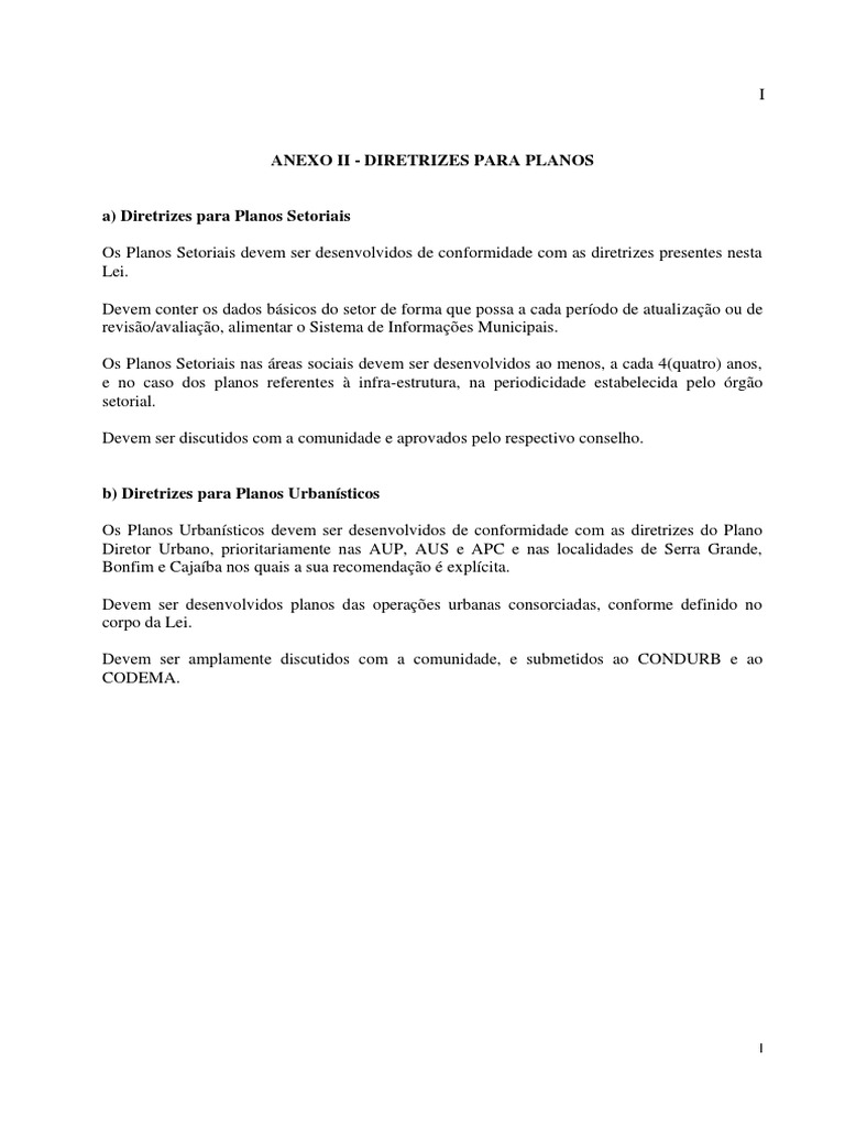 Plano Diretor VLÇ - Anexo Ii - Diretrizes para Planos | PDF