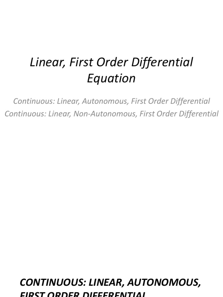 Linear, First Order Differential Equation | PDF