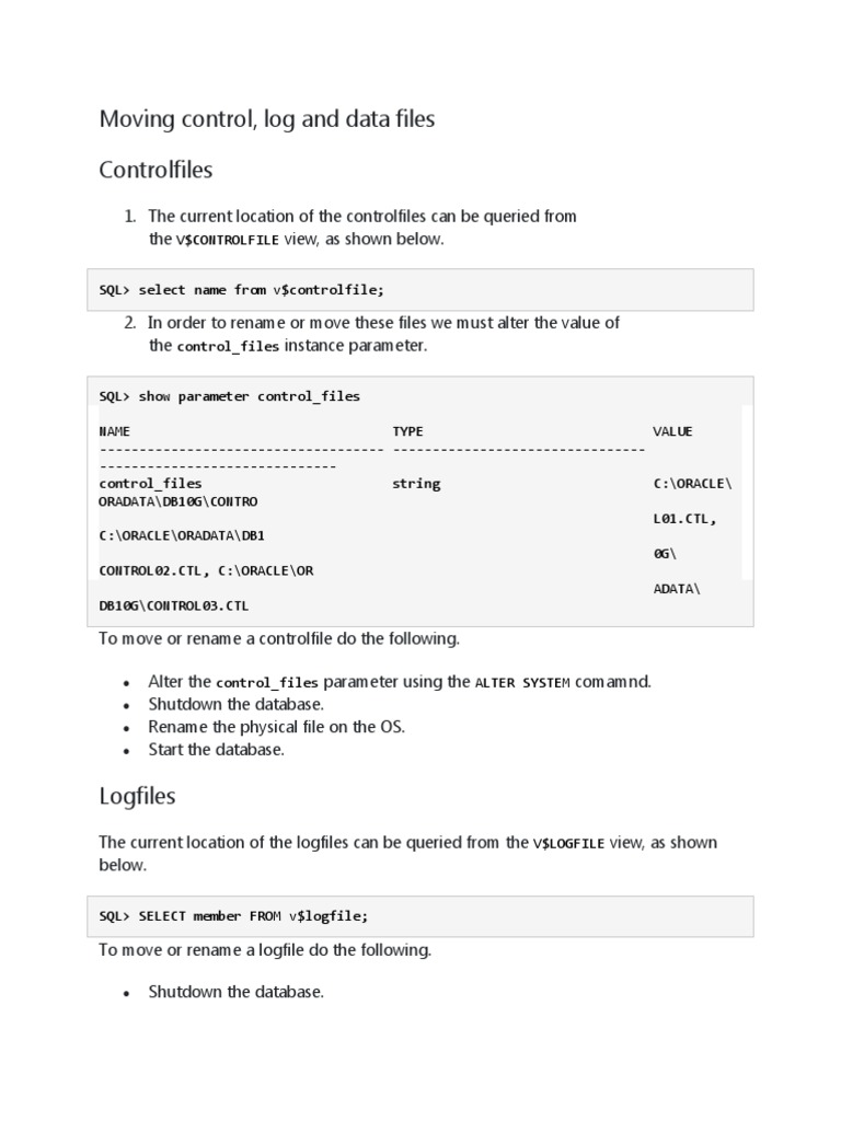 Moving Files Pdf Databases Oracle Database