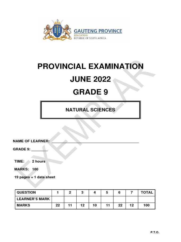 Grade 9 Natural Science Exam Paper | PDF | Soil | Ph