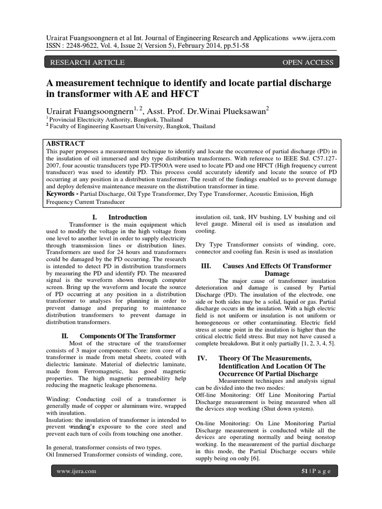 A Measurement Technique To Identify and Locate Partial Discharge in ...