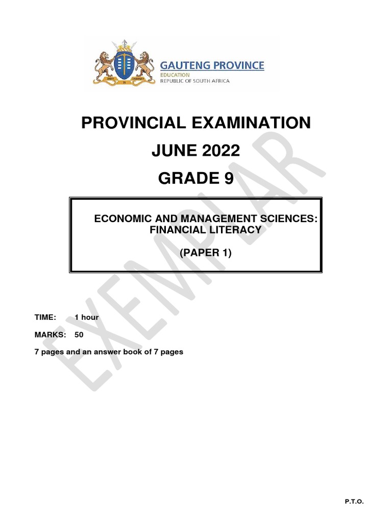 Grade 9 EMS June Exam Paper 1 | PDF | Debits And Credits | Money