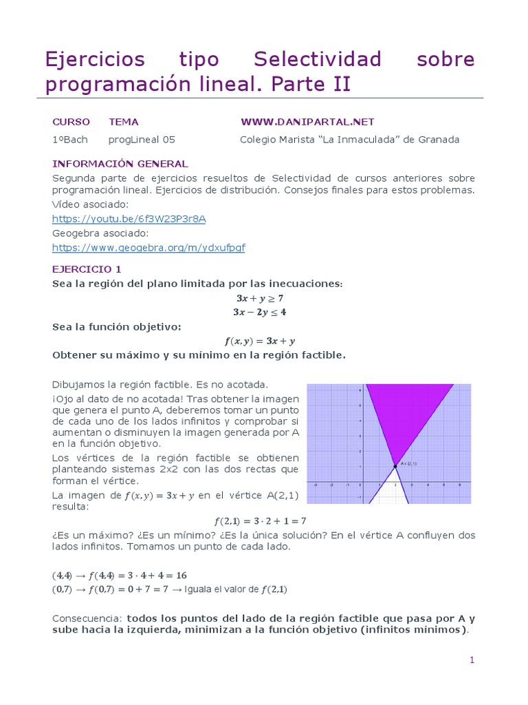 Geogebra Ejercicios 1 | PDF | Programación lineal | Análisis numérico