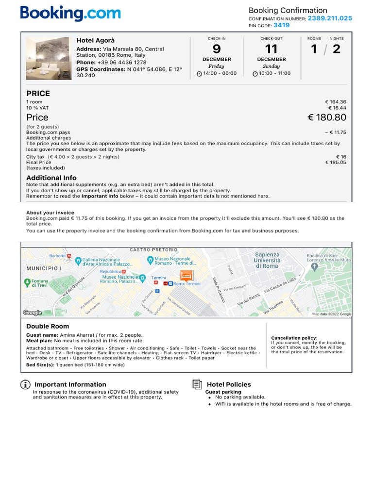 Booking #2389211025 | PDF | Taxes | Invoice