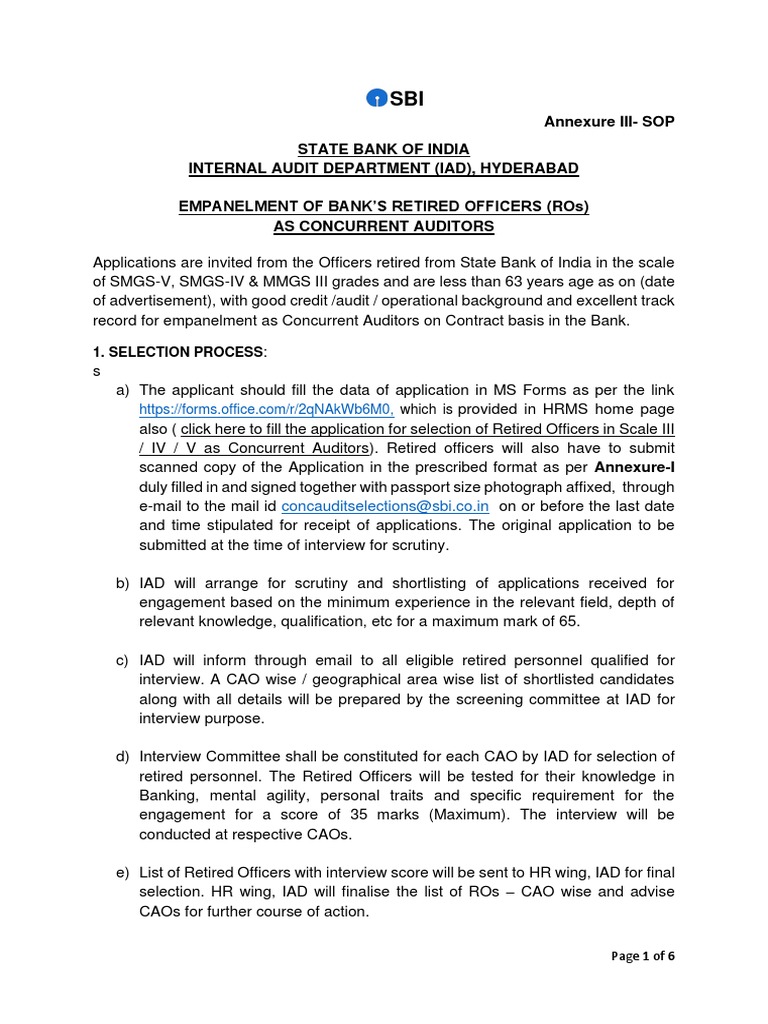 281022-Annexure III - SOP FOR ENGAGEMENT OF ROs | PDF | Audit | Banks