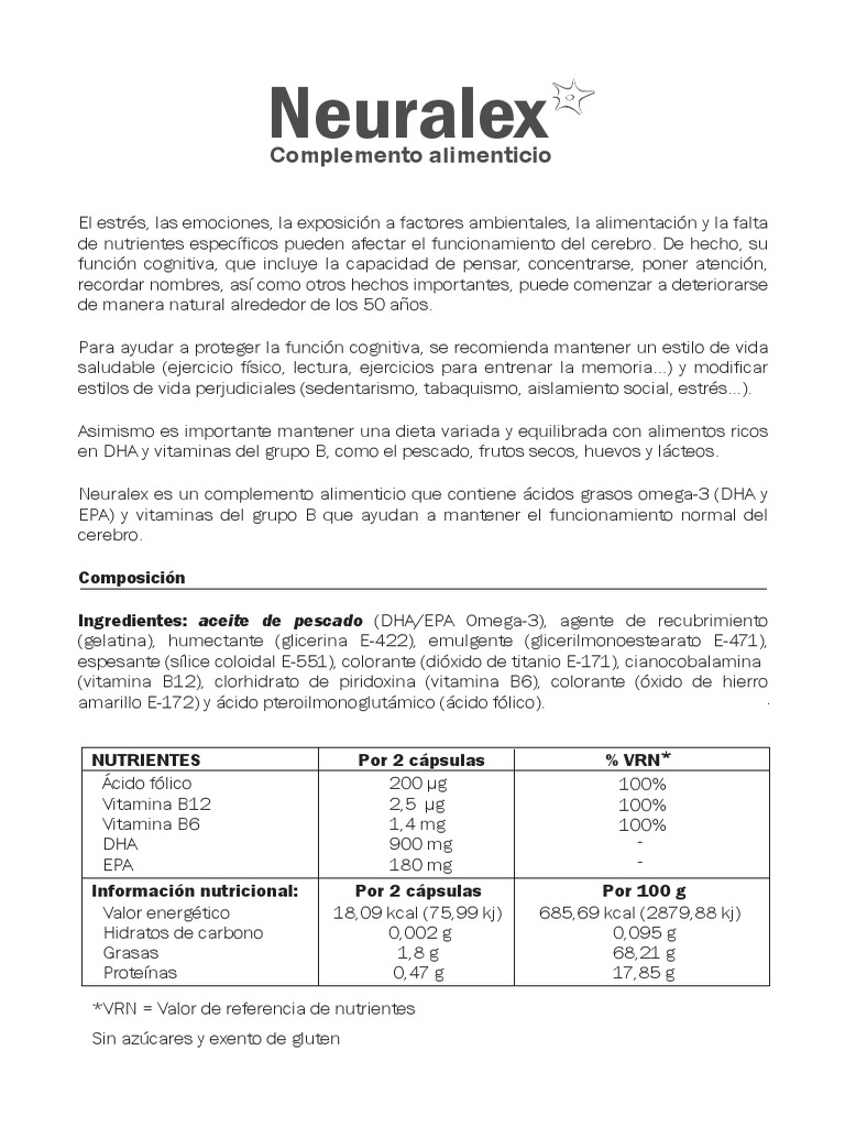Prospecto Neuralex | PDF | Alimentos | Vitamina