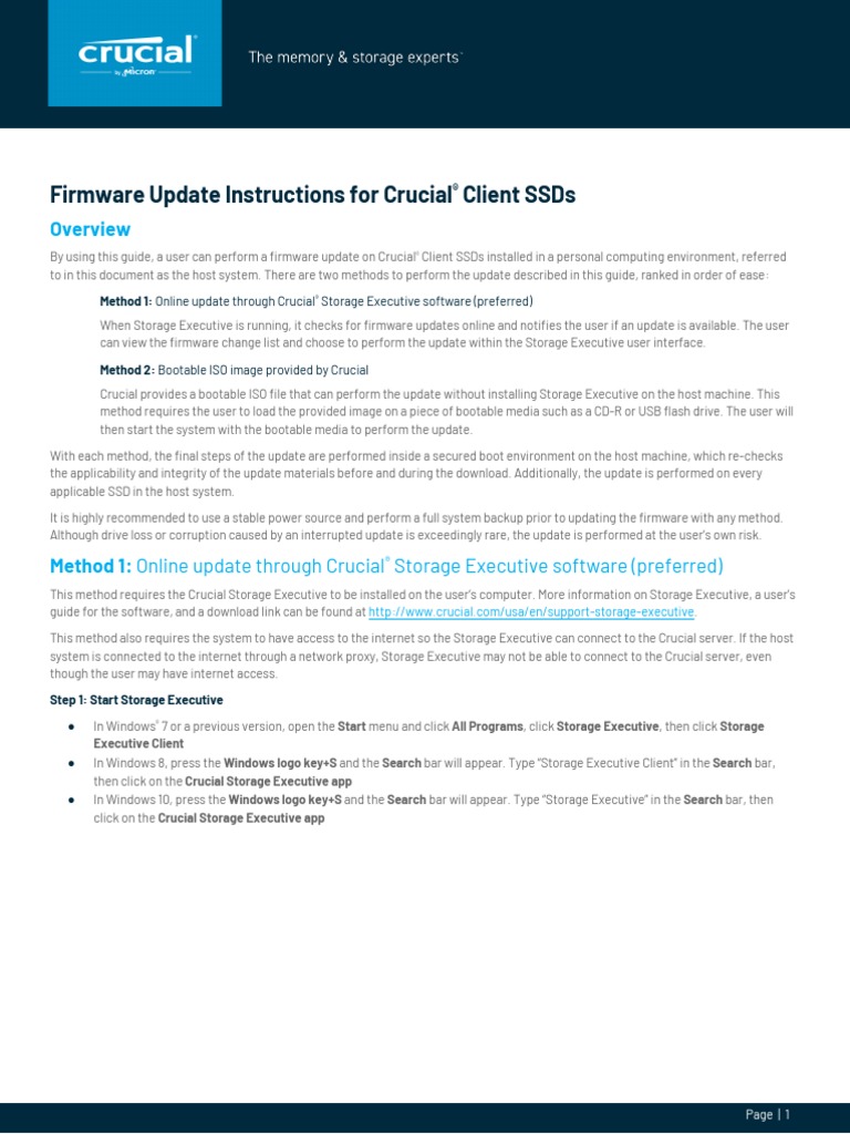 Crucial Firmware Update All en | PDF | Booting | Usb Flash Drive
