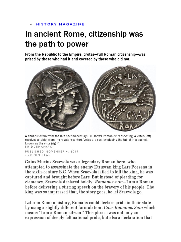 In Ancient Rome, Citizenship Was The Path To Power | PDF | Ancient Rome ...