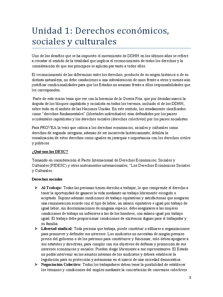 Derechos Económicos Sociales y Culturales | PDF | Sindicato | Derechos ...