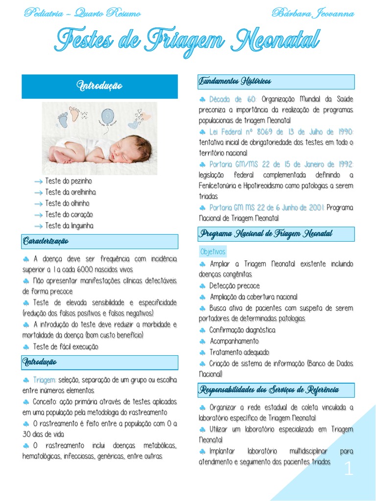 Triagem Neonatal: Testes e Importância | PDF | Audição | Especialidades ...