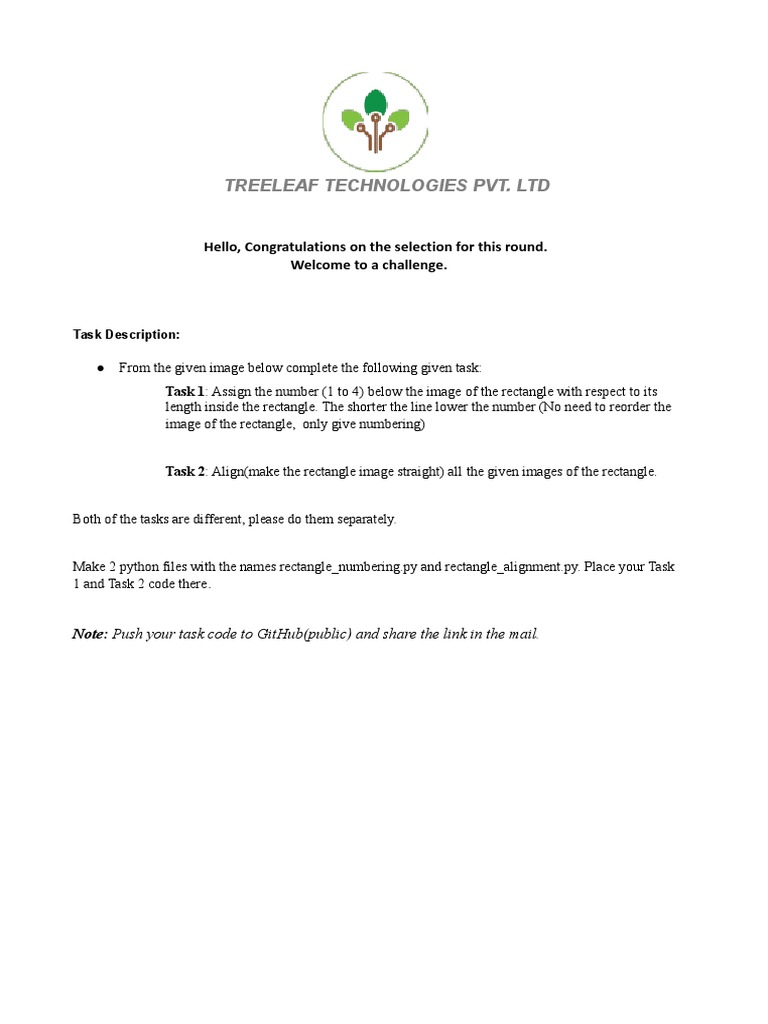 Treeleaf Technologies Pvt. Ltd Recruitment Challenge | PDF