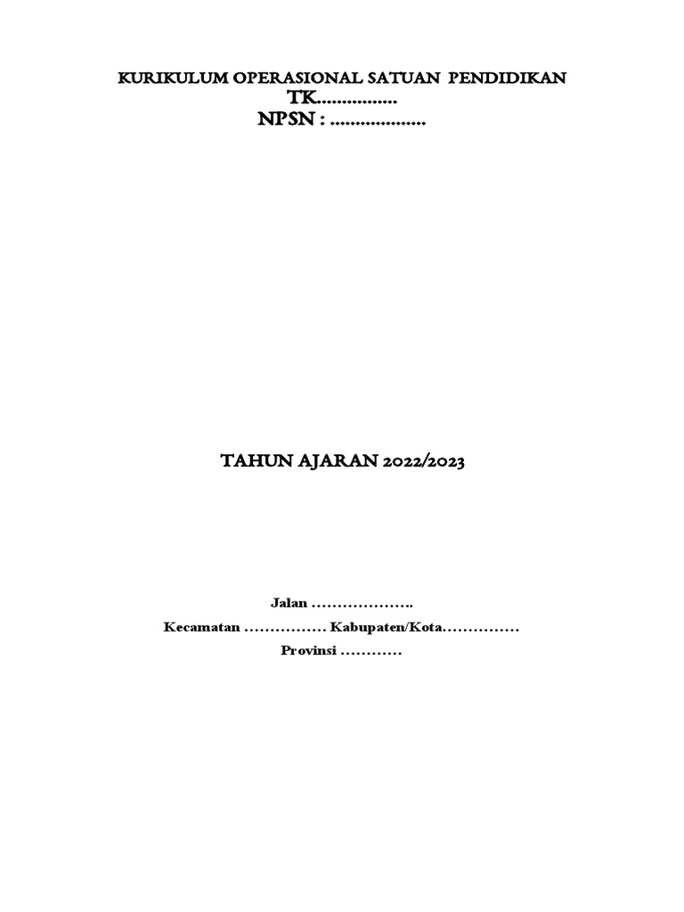 CONTOH KOSP 2022 Revisi Terakhir | PDF