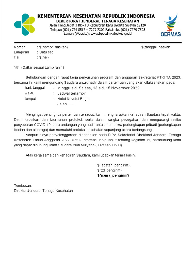 Surat Undangan Penyusunan Rencana Program Dan Penyusunan Rencana Anggaran | PDF | Bisnis ...