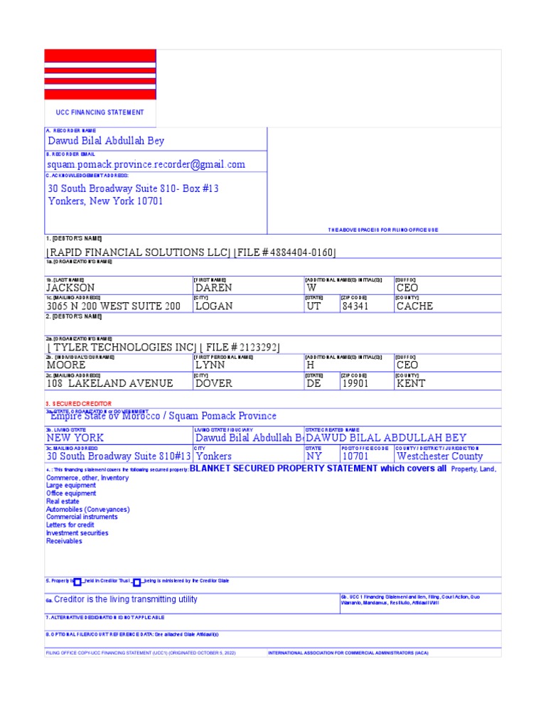 Empire Ucc1 Dawud Bey Creditor Vs Tyler Technologies Inc & Rapid ...